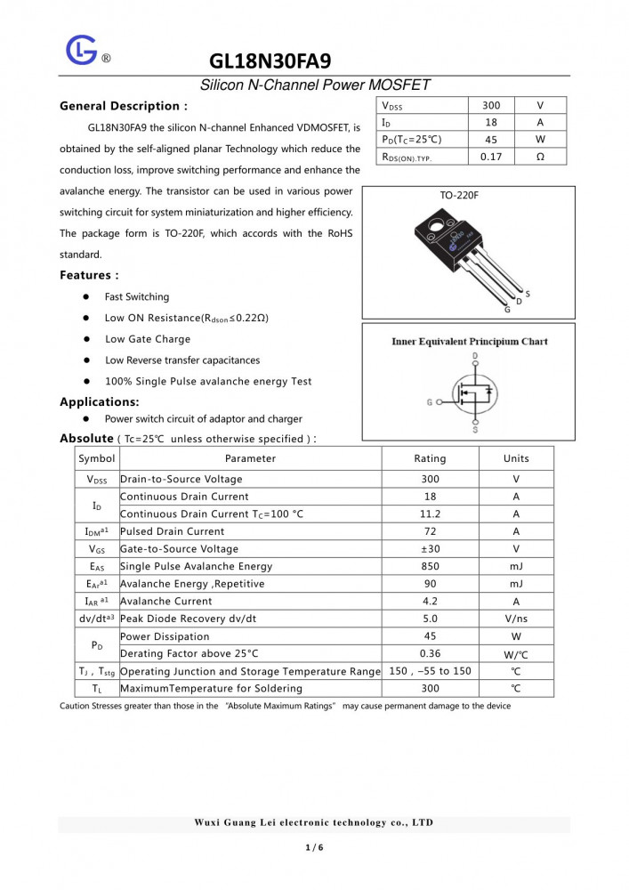 GL18N30FA9 datasheet page 1