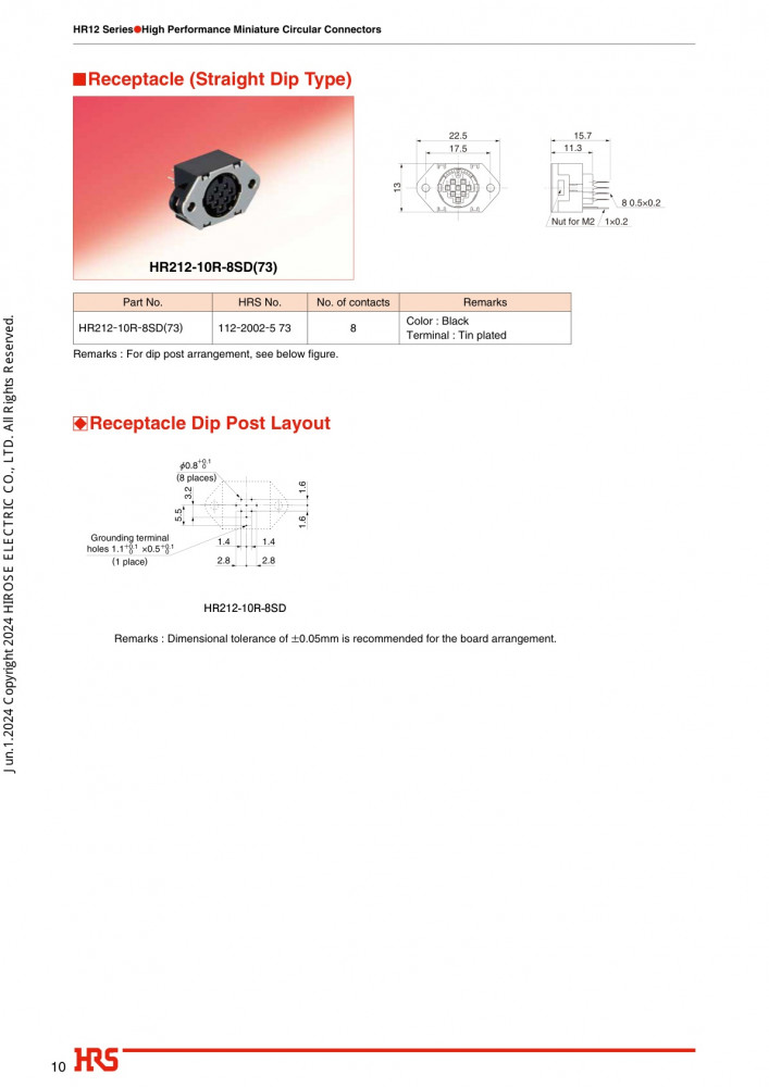 HRS HR12 series datasheet page 10