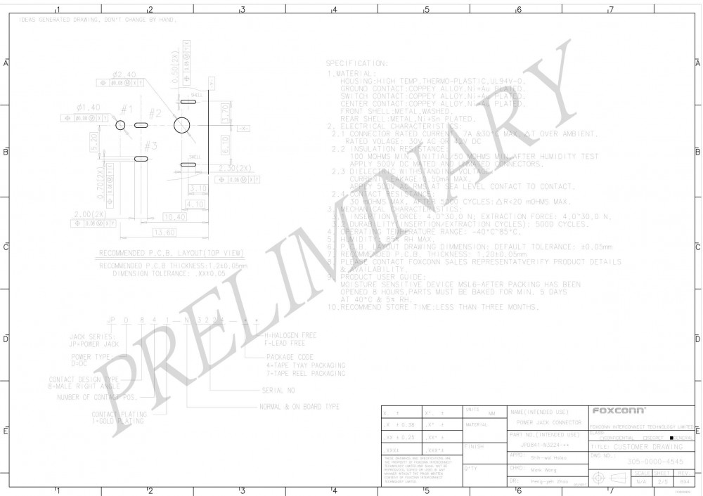 FOXCONN JPD841-N3224-7H technical drawing page 2