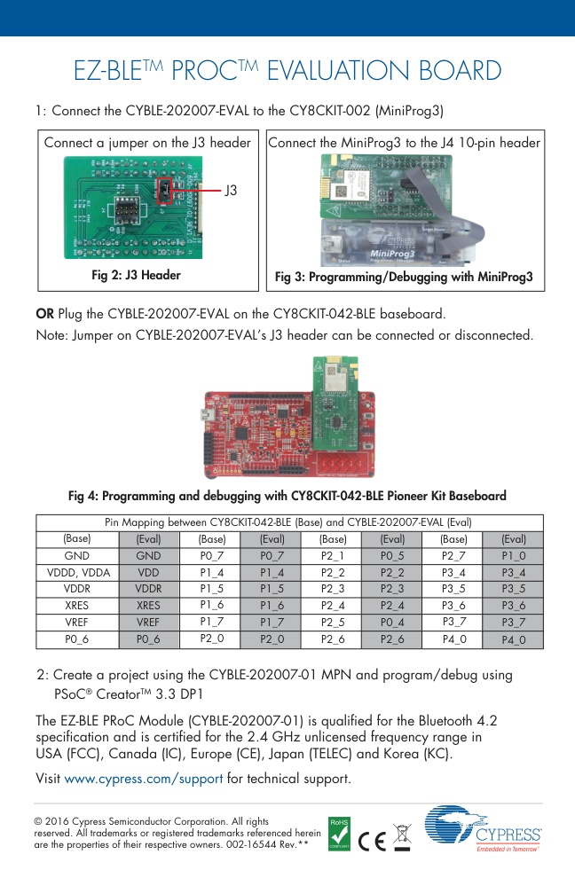 CYBLE-202007-EVAL programming and pin mapping documentation