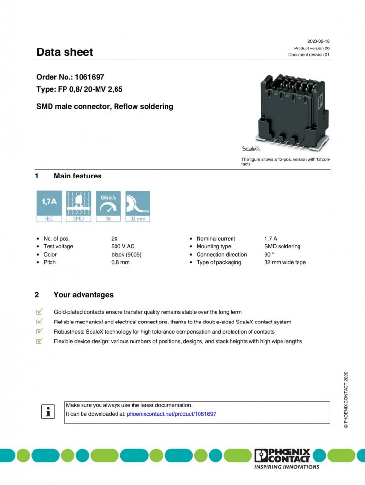 Phoenix Contact 1061697 technical document page 1