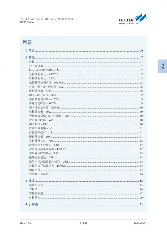 HT32F0006 datasheet page 2