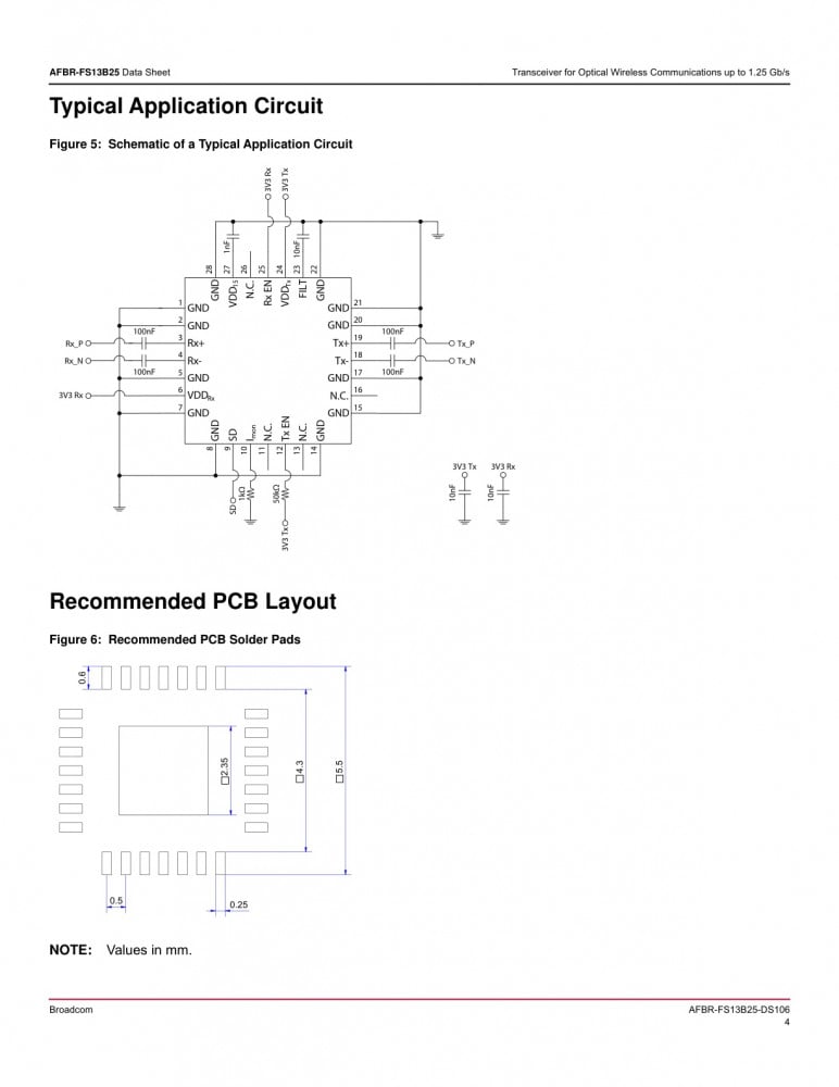 AFBR-FS13B25 technical document page 4