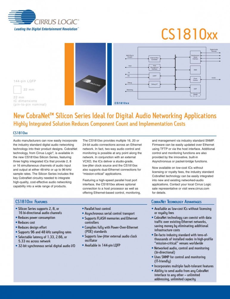 CS1810xx product document page 1