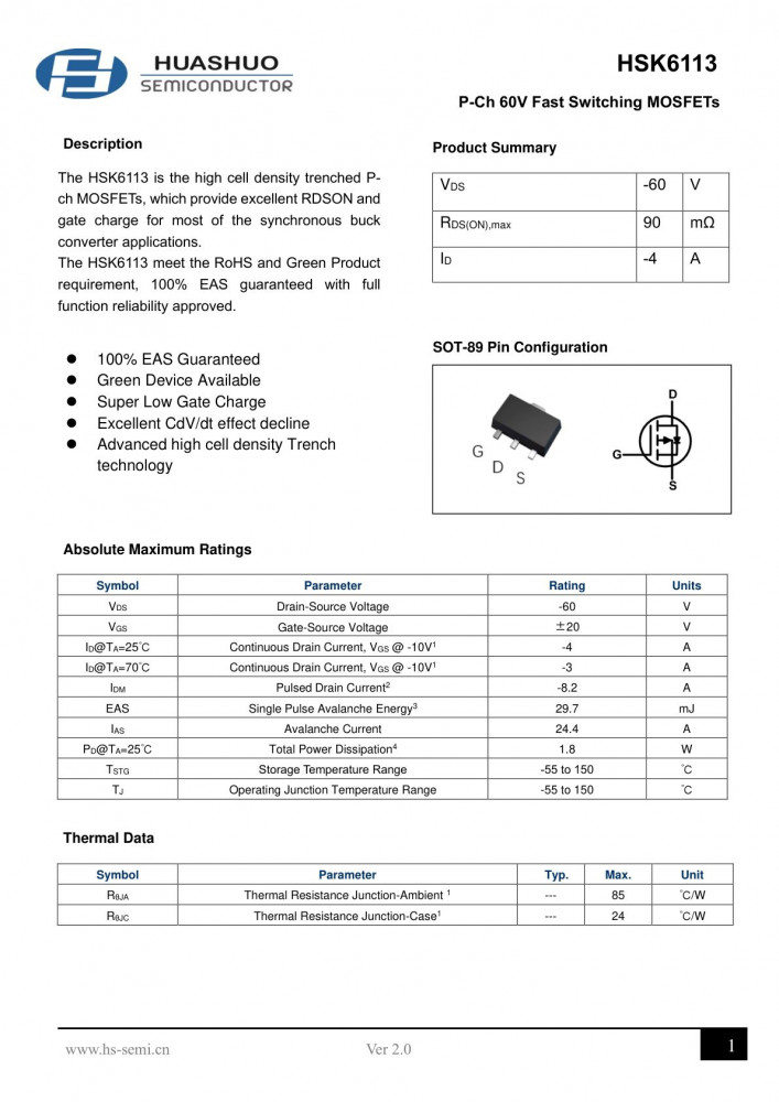 HSK6113 datasheet page 1