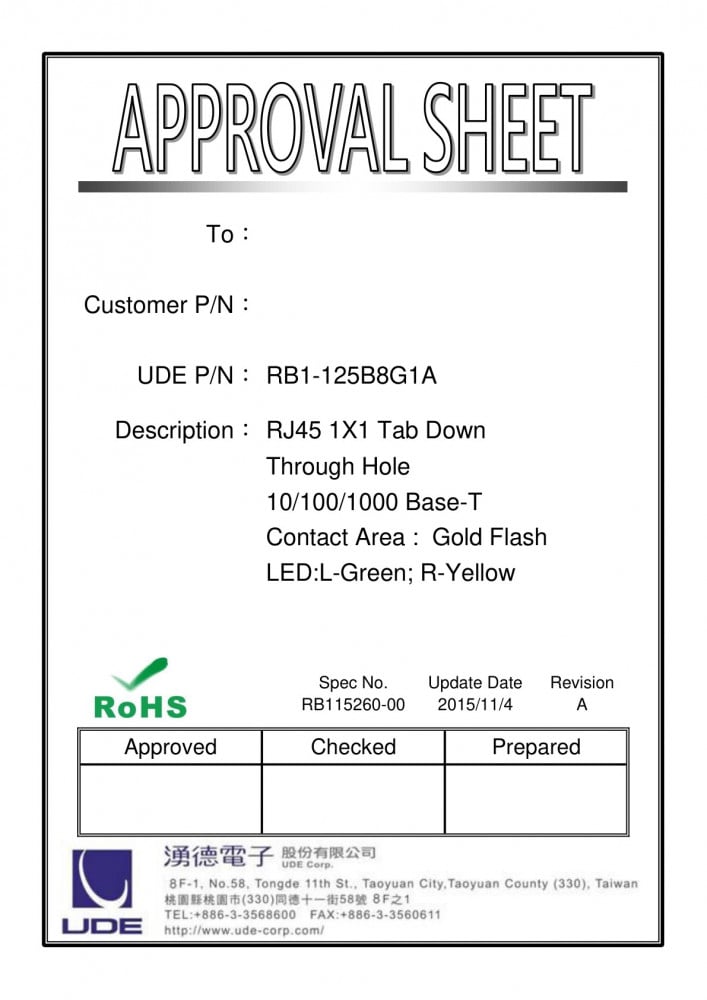 RB1-125B8G1A approval sheet