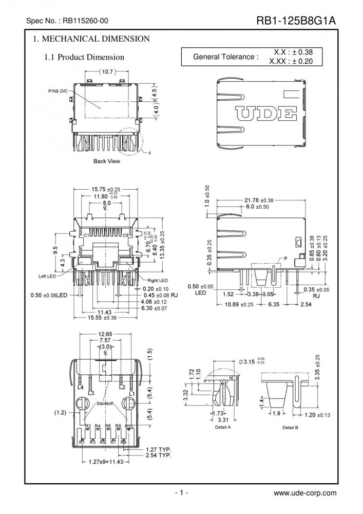 RB1-125B8G1A mechanical dimension