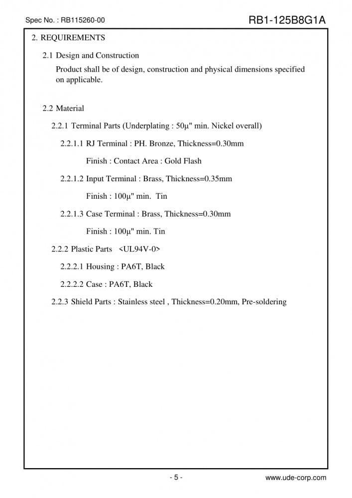 RB1-125B8G1A requirements