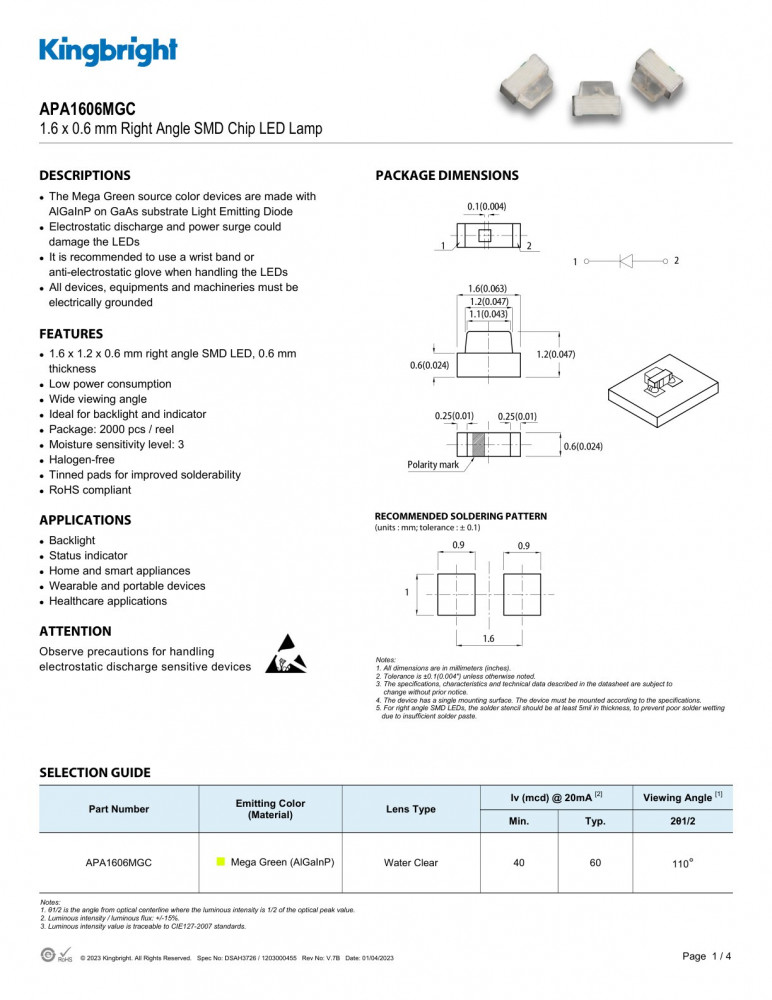 APA1606MGC datasheet page 1