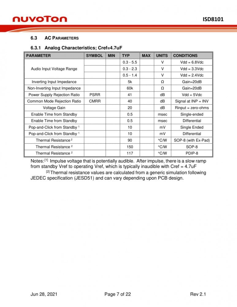 ISD8101 datasheet page 7