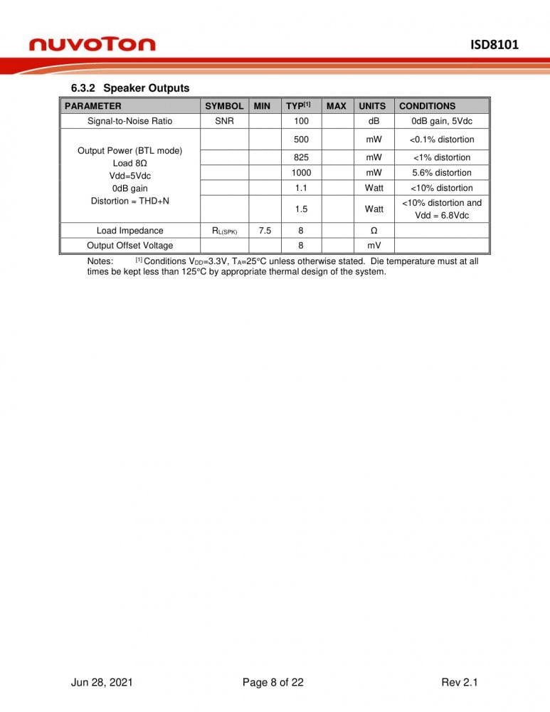 ISD8101 datasheet page 8