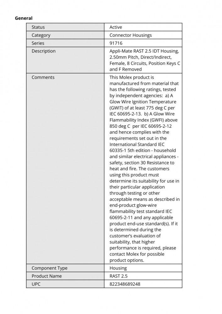 MOLEX 917162506 technical document, page 2
