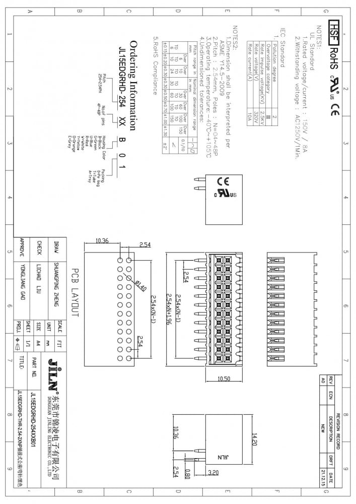 JILN JL15EDGRHD-25408B01 technical drawing