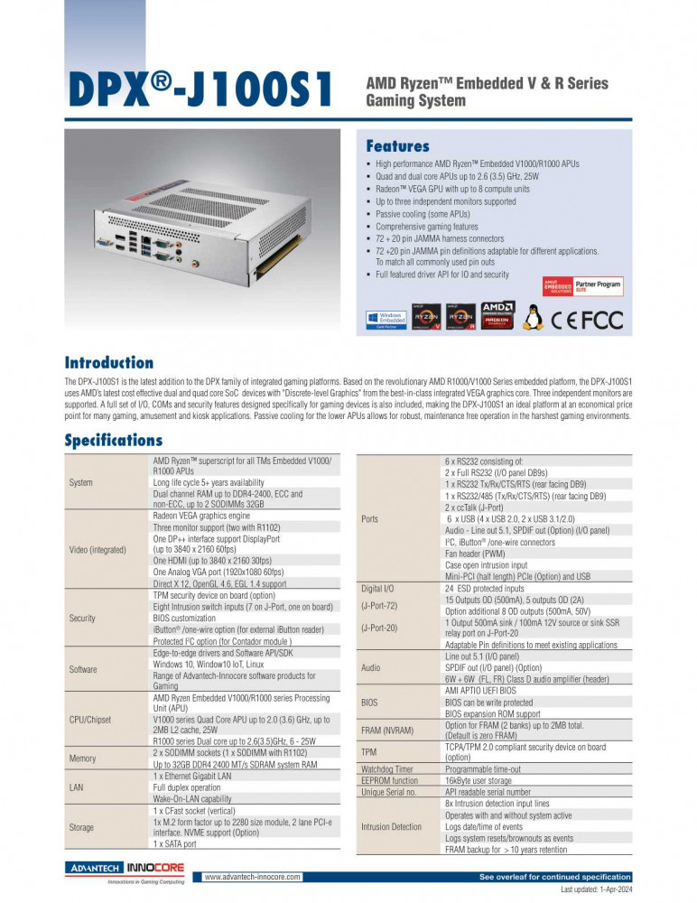 DPX-J100S1 product document page 1