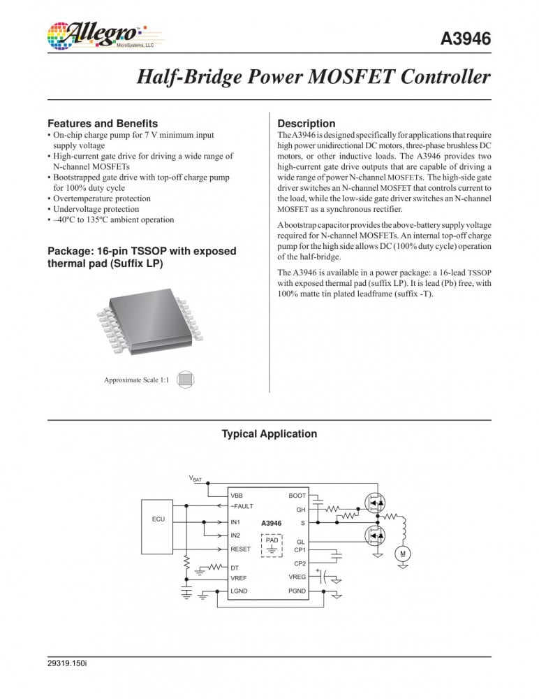 A3946 datasheet page 1