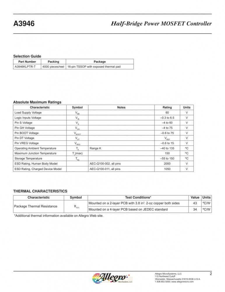A3946 datasheet page 2