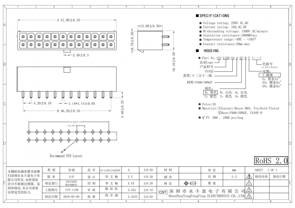 CST CS-1150-24AGFBT engineering drawing