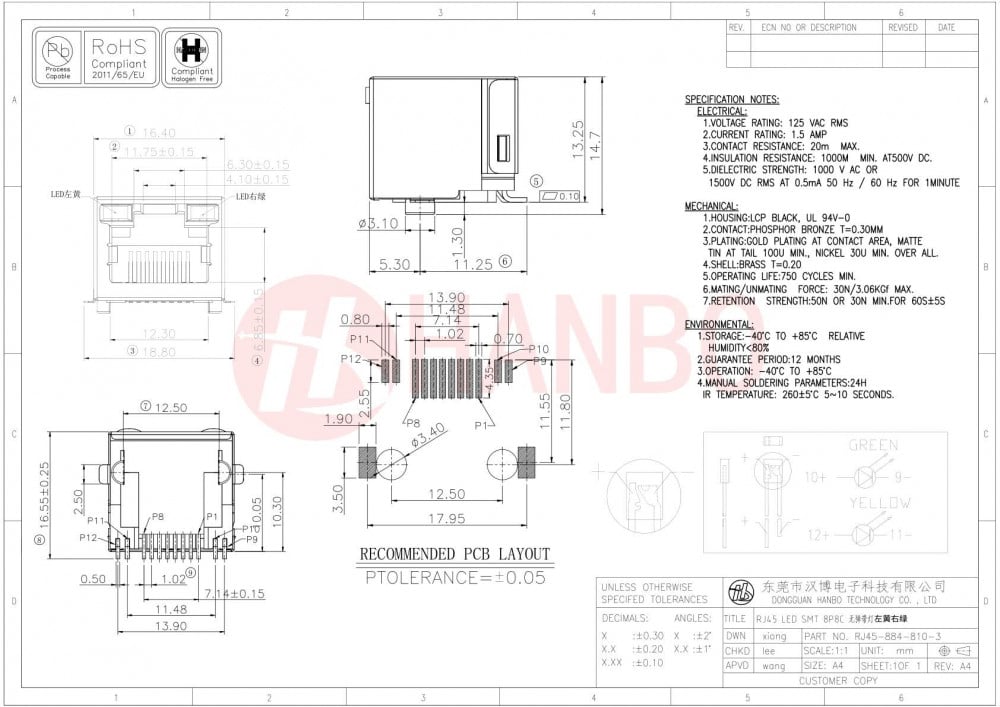 RJ45-884-810-3 technical document preview