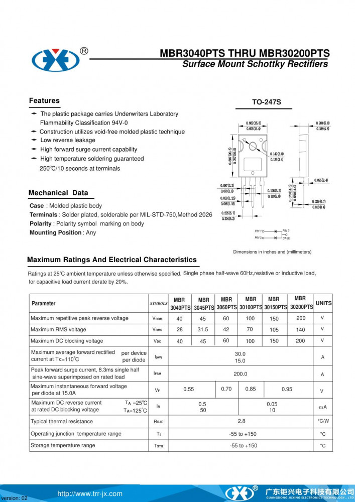 JUXING MBR30200PTS datasheet page 1