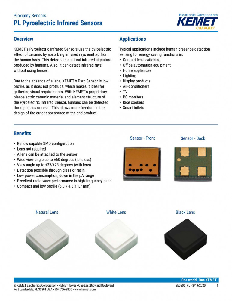KEMET PL-N823-01 datasheet page 1