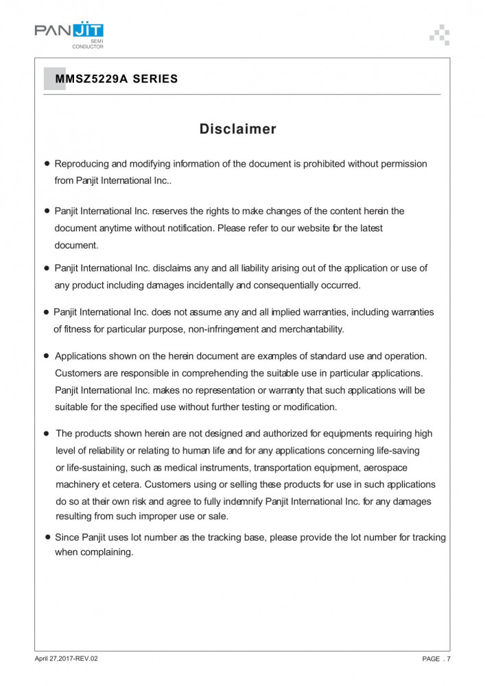PANJIT MMSZ5229A series datasheet page 7
