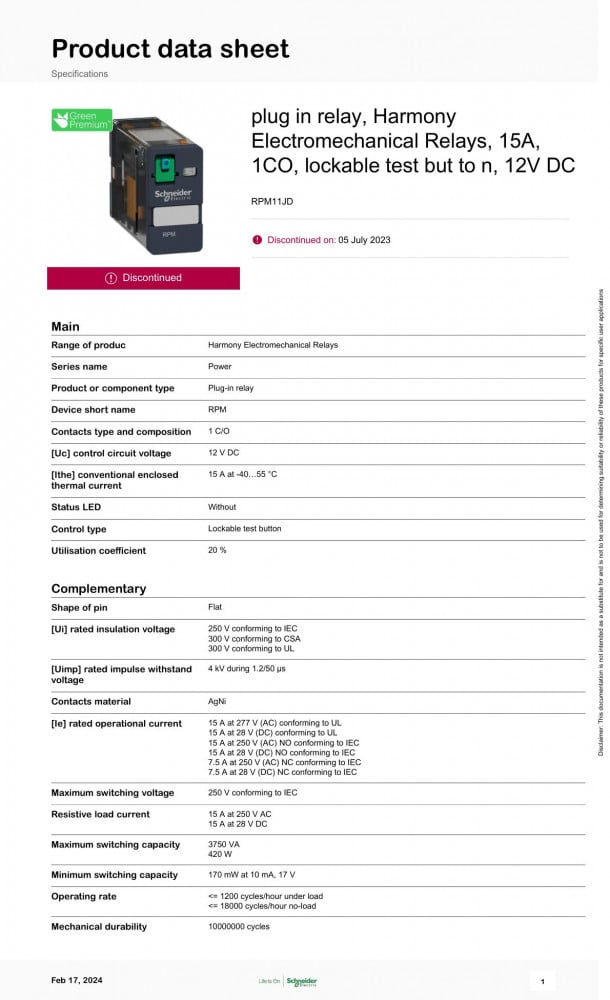 RPM11JD datasheet page 1