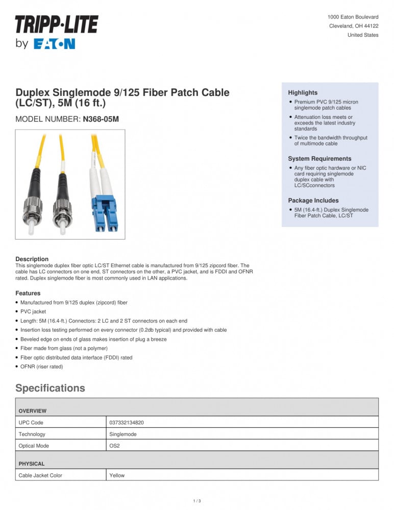 EATON N368-05M technical document page 1