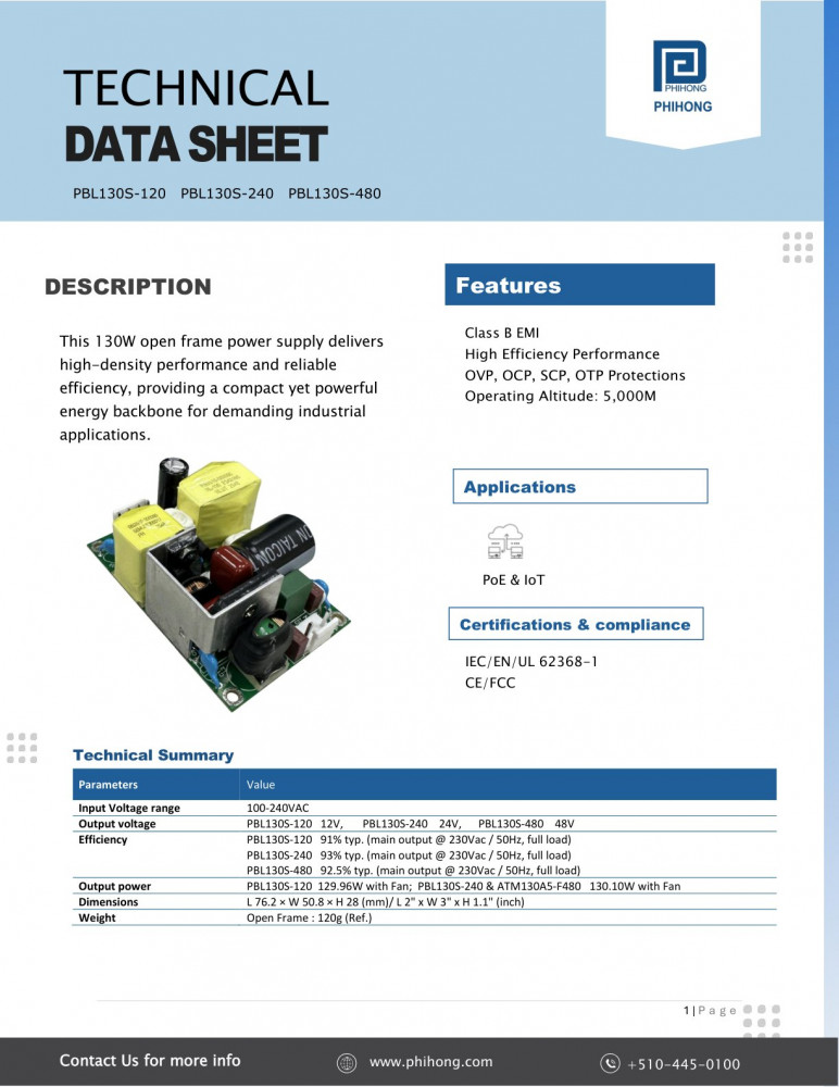 PBL130S-240 technical document image, page 1