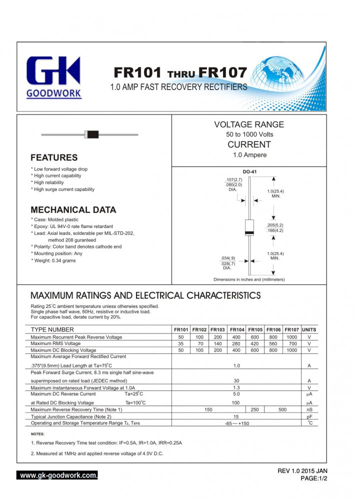 GOODWORK FR107 datasheet page 1