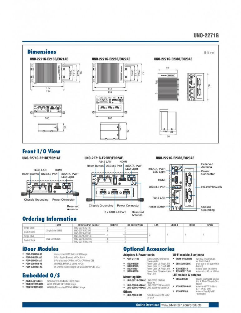 UNO-2271G technical document page 2