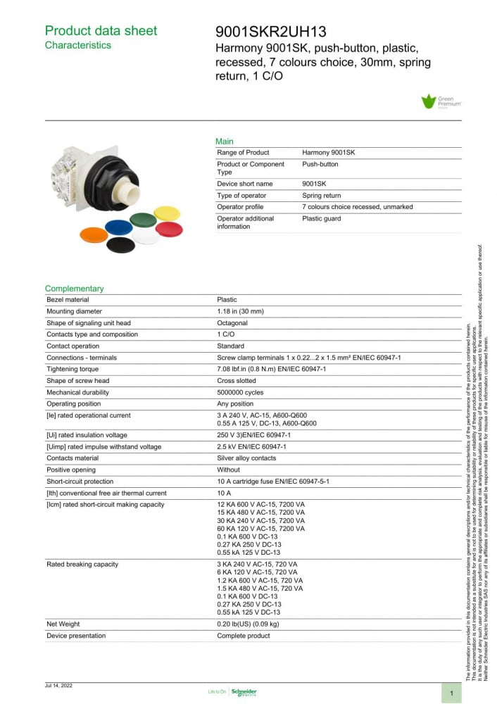 9001SKR2UH13 technical document page 1