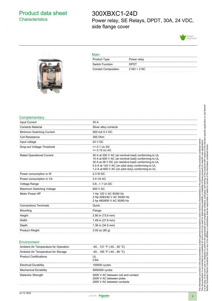 300XBXC124D technical document page 1
