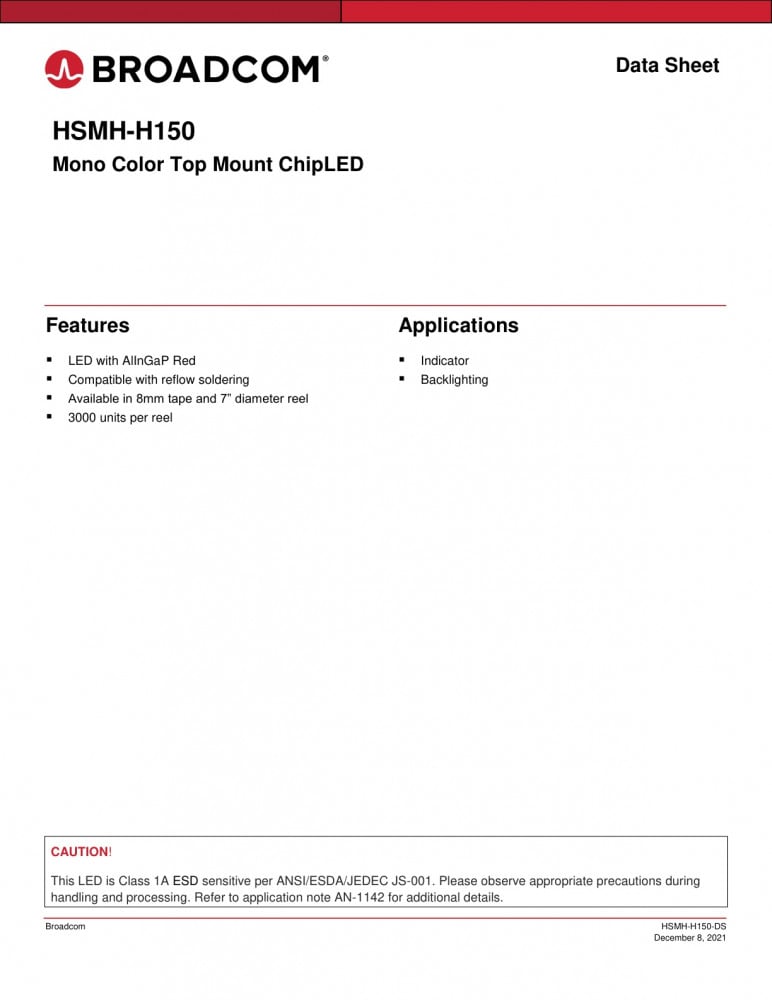 HSMH-H150 datasheet page 1
