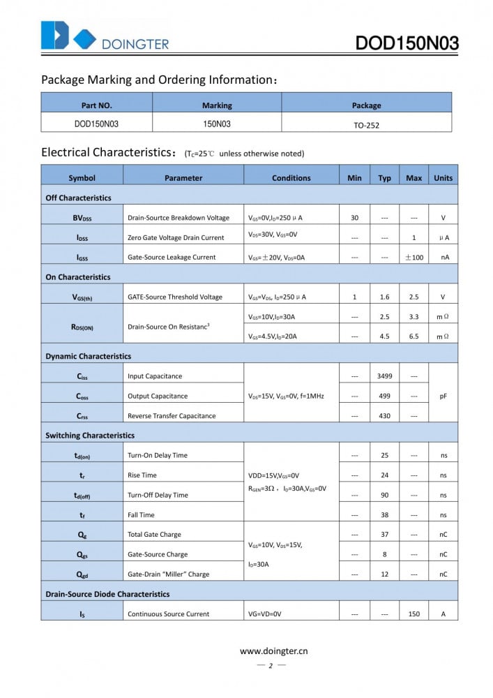 DOD150N03 datasheet page 2