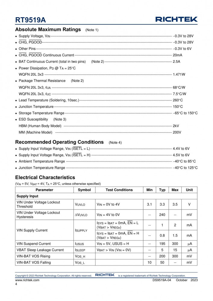 RT9519A datasheet page 4