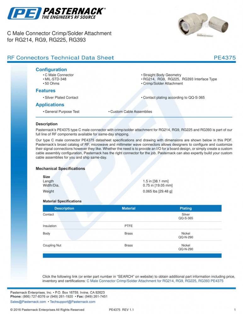 PE4375 technical document page 1