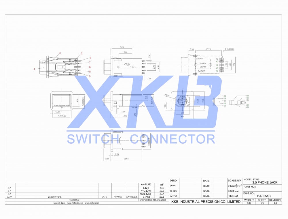 PJ-3254B technical drawing preview