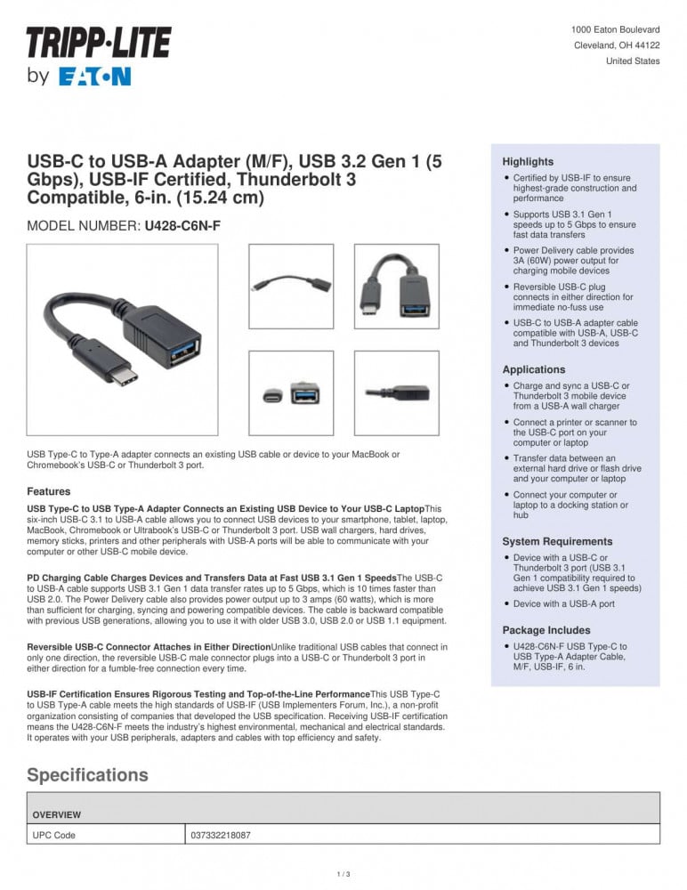 U428-C6N-F technical document page 1