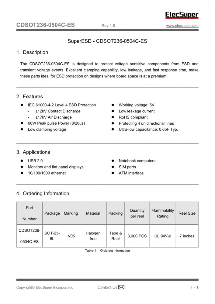 CDSOT236-0504C-ES datasheet page 1