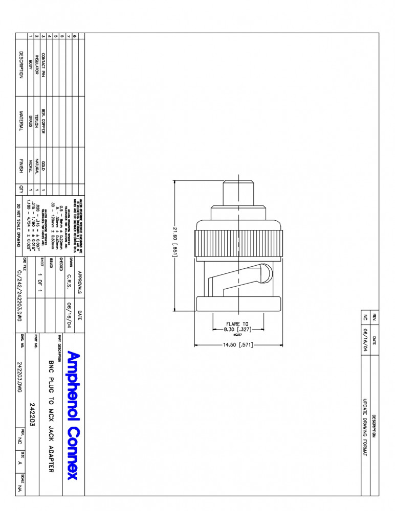 Amphenol 242203 technical drawing