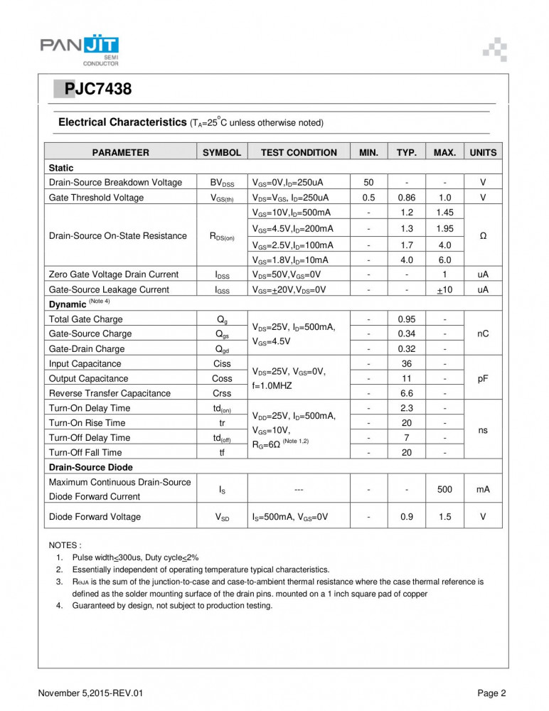 PJC7438 datasheet page 2
