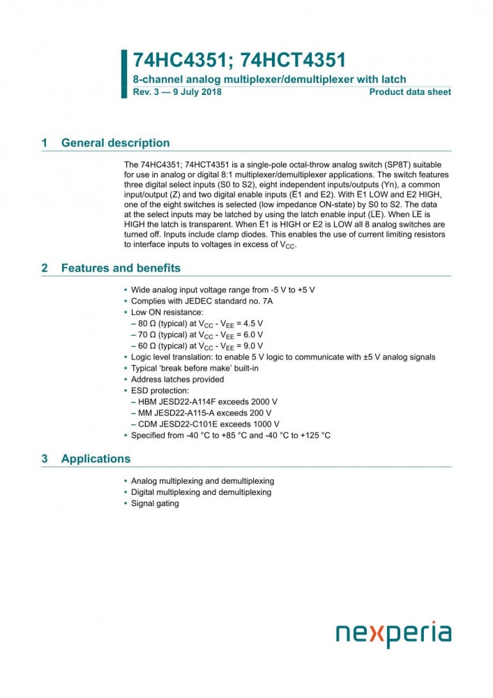 74HCT4351DB,118 datasheet page 1