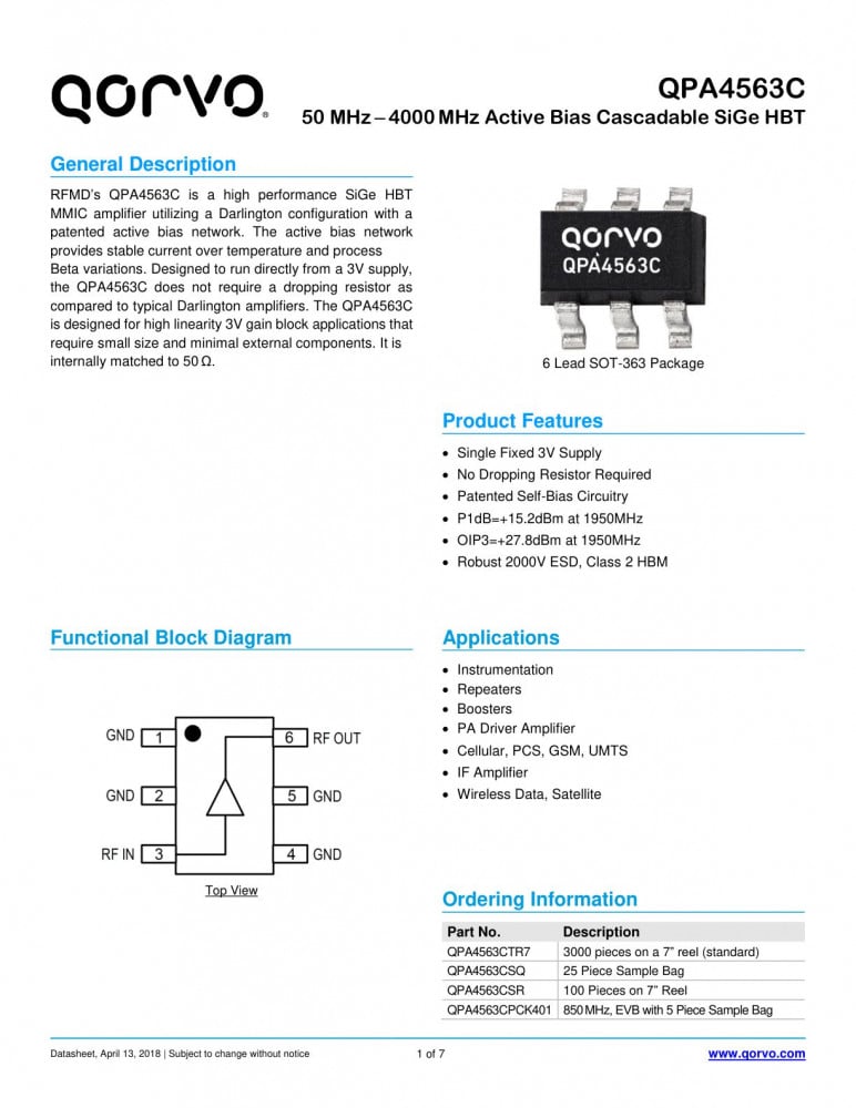 QPA4563C datasheet page 1