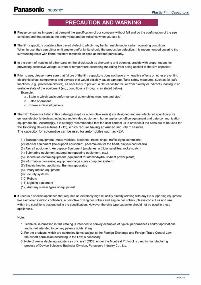 Panasonic ECWH(V) datasheet page 8