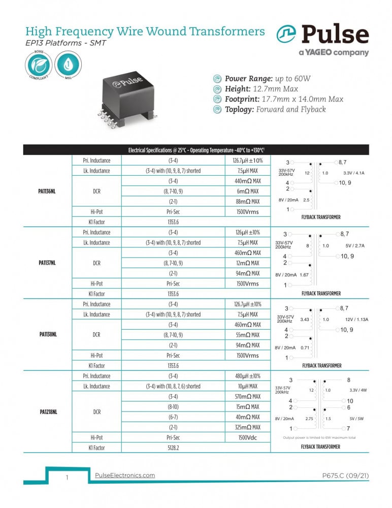PA1138NL technical document page 1