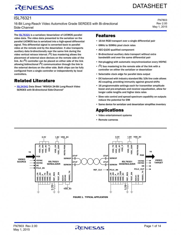 ISL76321ARZ datasheet page 1