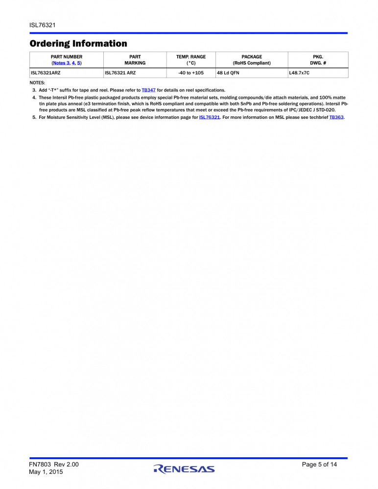 ISL76321ARZ datasheet page 5