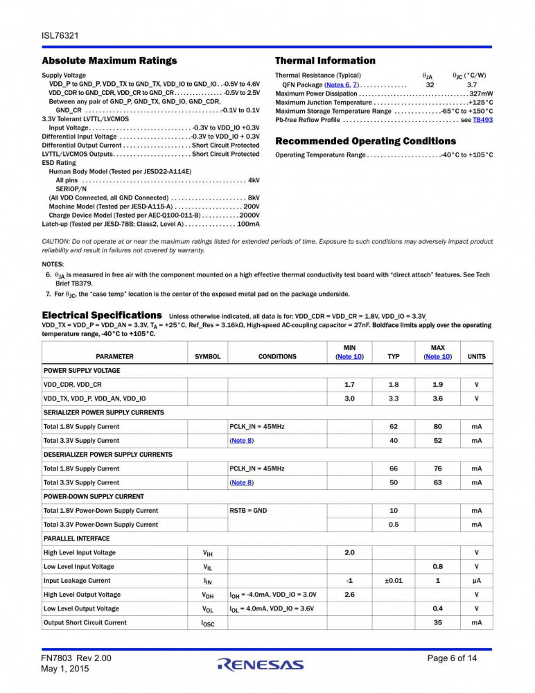 ISL76321ARZ datasheet page 6