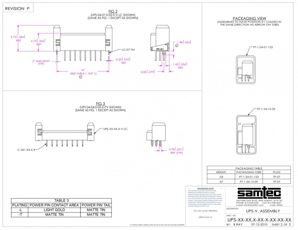 Samtec UPS-V assembly drawing page 2
