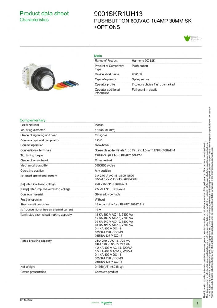9001SKR1UH13 documentation page 1